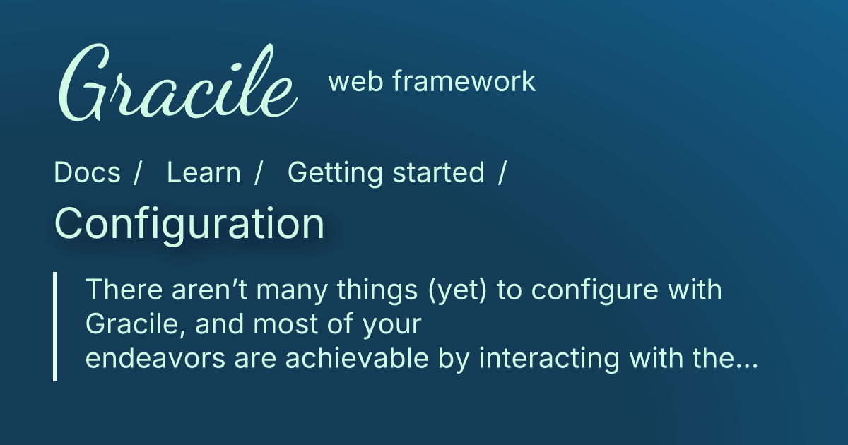 Gracile | Configuration